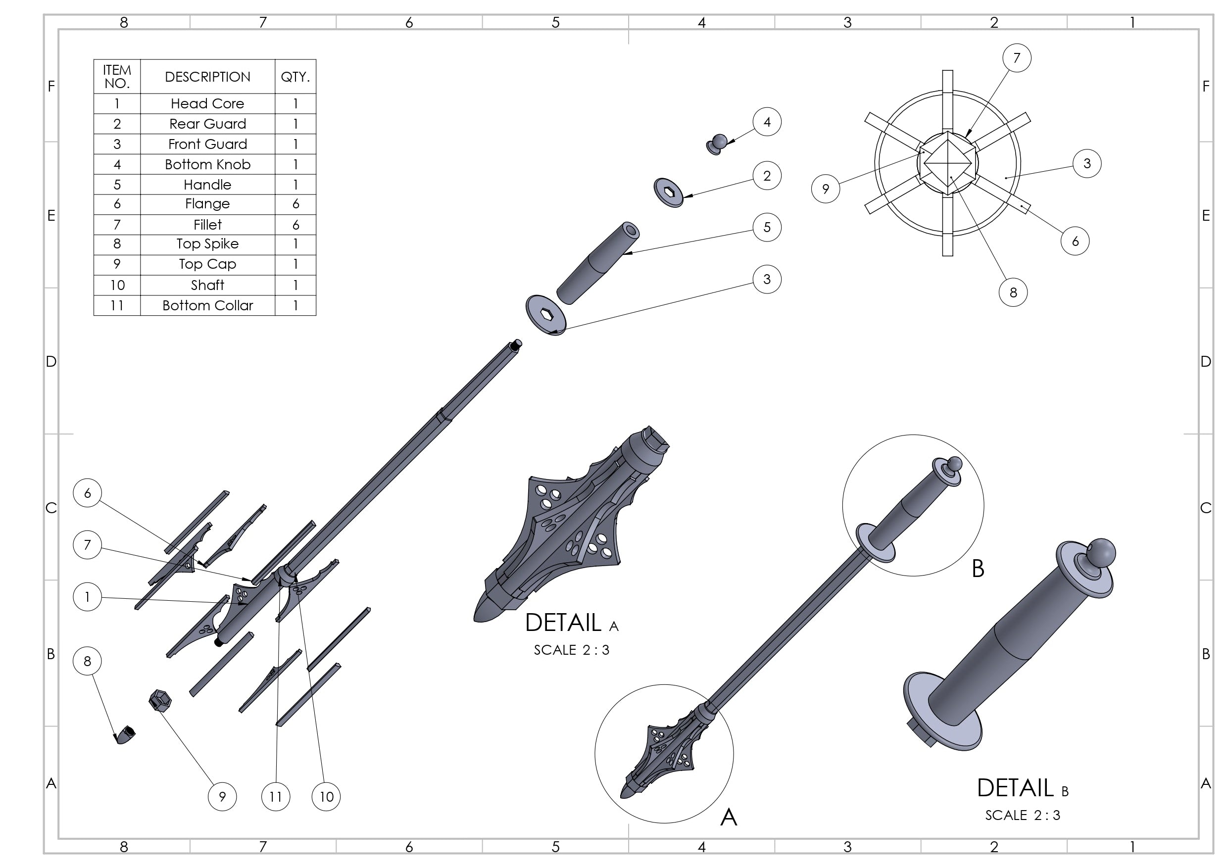 15th Century Gothic Flanged Mace - Making Plans/Engineering Drawings ...